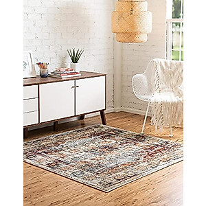 Unique Loom Isabella Collection Area Rug - Adjani (7' 10" Square, Ivory/Beige)