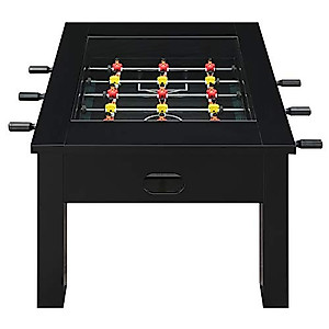 Hanover Foosball Coffee Table with Telescopic Rods and Counterbalanced Players, Black