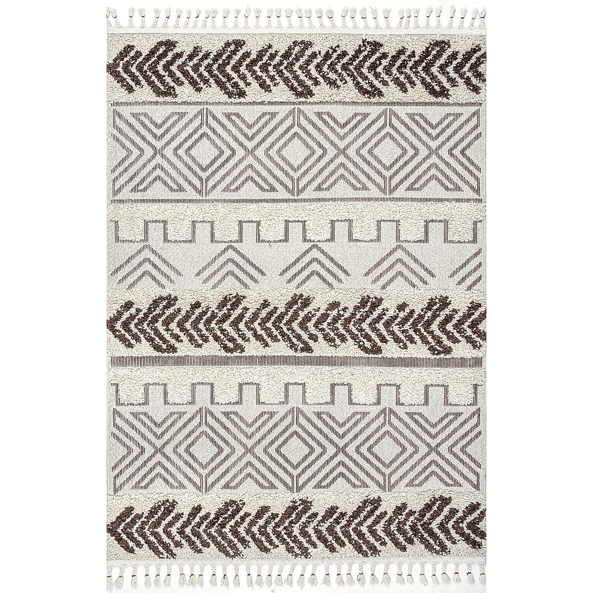 nuLOOM Zuri Shaggy Banded Tribal Area Rug, 4x6, Brown