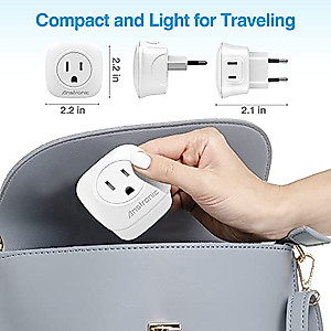 3 Pack European Travel Plug Adapter, Anstronic International Power Adaptor with 2 US Outlet, 2 in 1 European Plug Adapter for USA to Most of Europe EU Italy Iceland France Germany Spain (Type C)