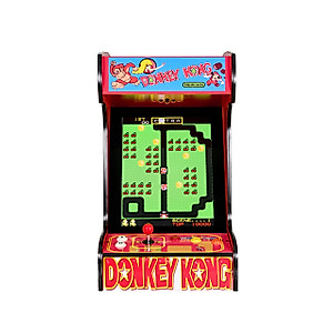 Doc and Pies Arcade Factory Classic Home Arcade Machine - Tabletop and Bartop - 412 Retro Games - Full Size LCD Screen, Buttons and Joystick (Red)