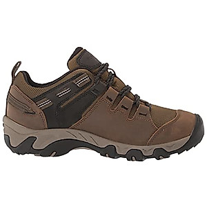 KEEN Men's Steens Low Height Waterproof Hiking Shoes, Brindle/Dark Olive, 12