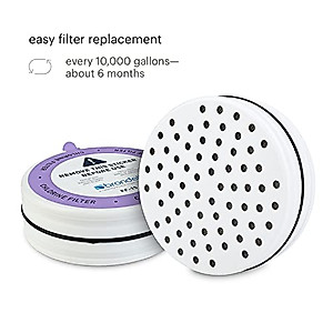 VivaSpring Filtered Shower Head FSH25-CB in Chrome Finish with Obsidian face and Wide Rain Spray | for softer skin and hair | 6 month filter FF-15 | Certified Filtration