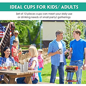 12 Pieces Stainless Steel Cups Double Wall Tumbler Glasses Stackable Glasses Metal Drinking Cups Insulated Drinking Glasses Reusable Silver Camping Mugs for Home Camping RV BBQ Office Party (8.8 Oz)