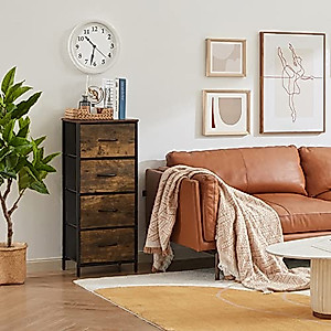 Lifewit Tall Dresser with 4 Removable Fabric Drawers, Storage Tower, Dresser for Bedroom Closet Bedside Nursery Laundry Living Room, Sturdy Steel Frame&Wood Tope, Rustic Brown