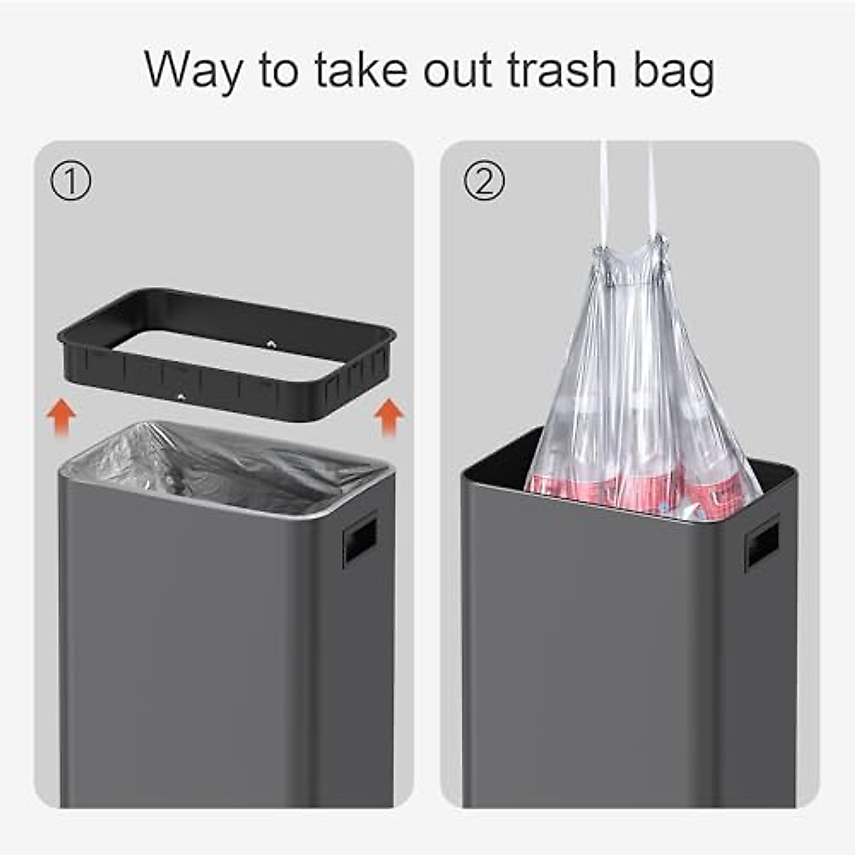 Mbillion Automatic Trash Can Touchless Trash Cans 21 Gallon Motion Sensor Trash Can Stainless Steel Smart Trash Can With Lid Rectangular Touchless Garbage Can for Kitchen Bedroom Home Office Dark Gray