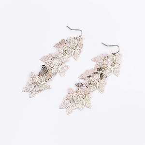 Nicole Miller New York Rosegold Casted Cutout Layered Butterfly Fashion Dangle Earrings