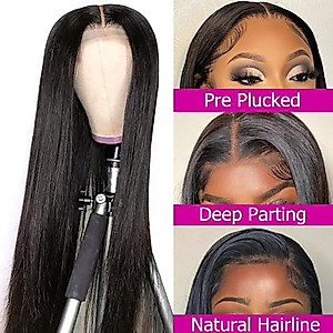 DACHIC 210% Density 13x4 HD 30 Inch Lace Front Wigs Human Hair Pre Plucked Straight Human Hair Wigs for Black Women Glueless Frontal Wigs Human Hair Pre Plucked Free Part with Baby Hair