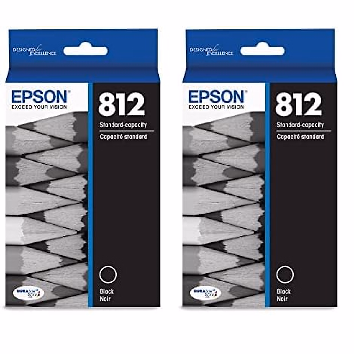 Epson T812 DURABrite Ultra Ink Standard Capacity Black Cartridge (T812120-S) for Select Workforce Pro Printers (Pack of 2)