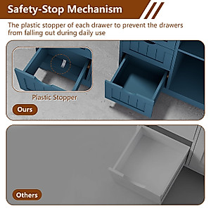 VEIKOU Bathroom Storage Cabinet with 4 Drawers, Freestanding Small Bathroom Cabinet w/Removable Shelf & Anti-Topping Design, Living Room Organizer Cabinet, Dark Teal