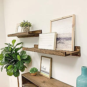 del Hutson Designs 20" Rustic Luxe Wall Mount Shelves, Dark Walnut (Open Box)