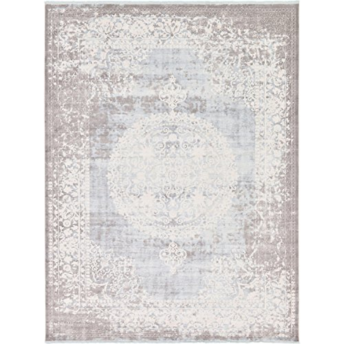 Unique Loom Traditional Classic Intricate Design with Distressed Vintage Detail, Area Rug, 10 ft x 13 ft, Light Blue/Ivory