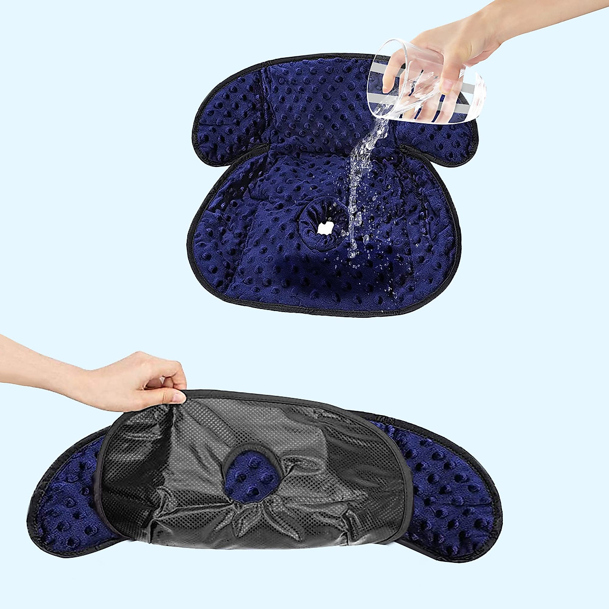 Piddle Pad Car Seat Protector, 2PCS Waterproof Carseat Liner Toddlers and Infants, Piddle Pad for Safety Carseats Strollers Potty Training and Dinner Chair Machine Wash and Dry Anti Slip(Blue+Blue)