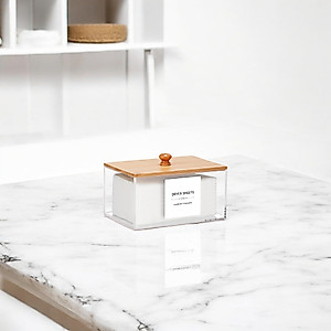 ZUHSAN Dryer Sheet Holder with 10 bonus random Labels, Acrylic made Dispenser, Acrylic Container Storage Box for Laundry Room Organization, Holds Sheets, Balls, Clothes Pins, Laundry Pods