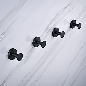 Gudetap Bathroom Towel Hook 4Pack Matte Black Robe Clothes Hook SUS 304 Stainless Steel Wall Mount Storage Hook for Bathroom Kitchen Modern Hotel Style GTA0629B