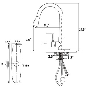 VESLA HOME High Arc Single Handle Brushed Nickel Kitchen Faucet with Pull Down Sprayer,Single Lever Stainless Steel Kitchen Sink Faucets,Commercial Modern Pullout Faucet for Kitchen Sink