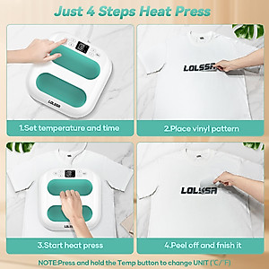 Heat Press Machine for T Shirts- 9x9 Heat Press Shirt Press Machine with Precise Temperature Control, Mini Heat Press for Hats, Dresses, Pillows, Tote Bags-Green