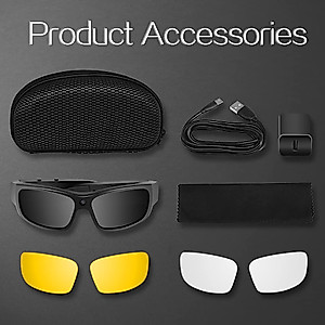 TOUGHSTY 16GB 1080P HD Recording Sunglasses Video Action Camera Eyewear Camcorder for Outdoor Recreation
