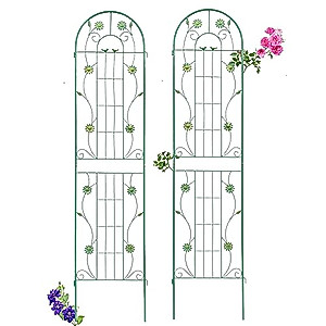 2 Pack Metal Garden Trellis 86.7" H Garden Fence Rustproof Trellis for Climbing Plants Support Roses Flower Outdoor Lawn Green
