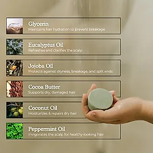 Zero Waste MVMT Conditioner Bar | Peppermint + Eucalyptus | Eco-friendly Conditioner with Travel Container | Natural Salon Quality Conditioner, Zero Waste & Plastic Free