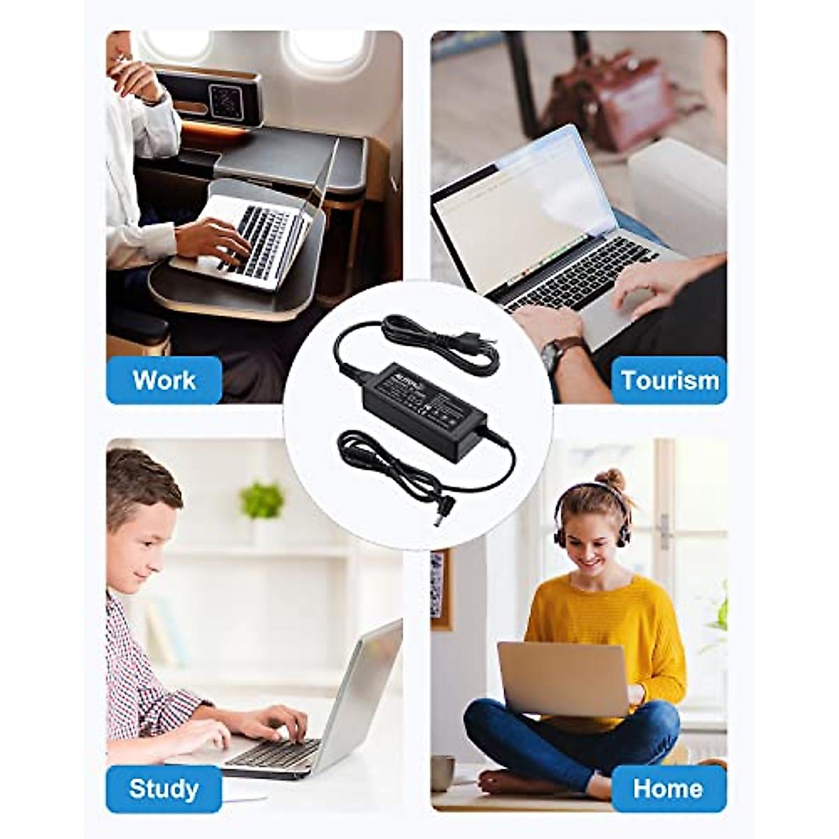 ALITOVE 65W 45W 33W Universal Laptop Charger,19V 3.42A-1.7A Monitor Power Supply Cord for Samsung LG TV HP Monitor Acer Spire Spin Chromebook Toshiba Satellite ASUS Gateway Harmon Kardon Speaker