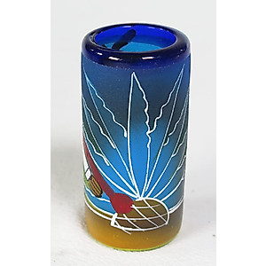 Eye4Art Mexican Tequila Shot Glasses with Tequila Making Scene, Jimador with Blue Agave Cactus handmade and hand painted, 4 shot glasses