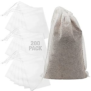 IMPRESA [200 pack] No Mess French Press Brew Bag to Save Time Cleaning - Disposable French Press Filter Bags Prevent Grounds From Escaping - Ideal Mason Jar Cold Brew Filter Bags for Tea & Coffee