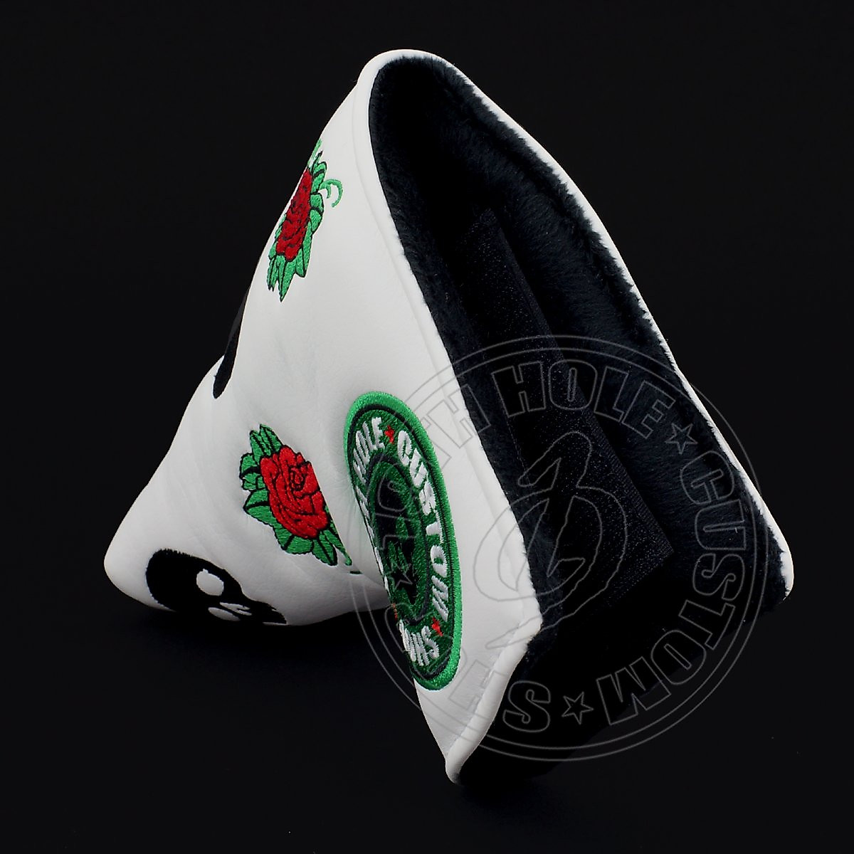 Skull and Rose Headcover for Blade and Midsize Mallet Putter, White, Golf Head Cover