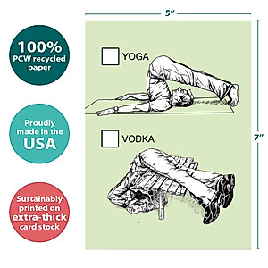 Tree-Free Greetings - Humorous Birthday Cards - Artful Designs - 1 Card + Matching Envelopes - Made in USA - 100% Recycled Paper - 5"x7" - Yoga Or Vodka (GO61230)