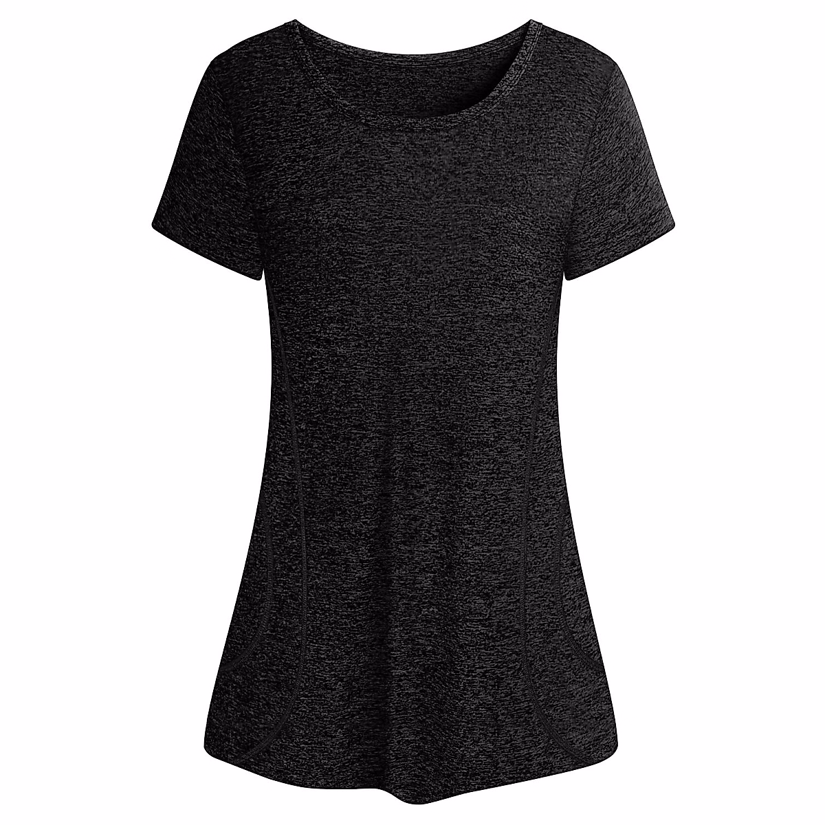 Cucuchy Womens Yoga Tops Flowy Fitness Workout Shirts Short Sleeve Activewear (X-Large, Black-2)