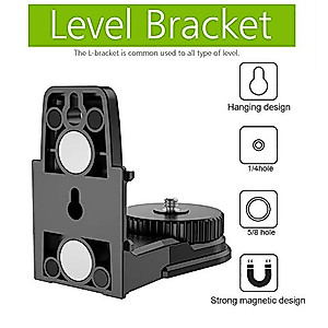 L-shape Laser Level Adapter, Multifunctional Magnetic Pivoting Base, 360 Degree Adjustable, Support with 1/4" and 5/8" thread
