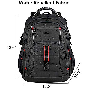 KROSER Travel Laptop Backpack 17.3 inch XL Computer Backpack Stylish College Backpack with RFID Pockets USB Charging Port REFLECTIVE STRIPS Water-Repellent Day pack for Business/Men