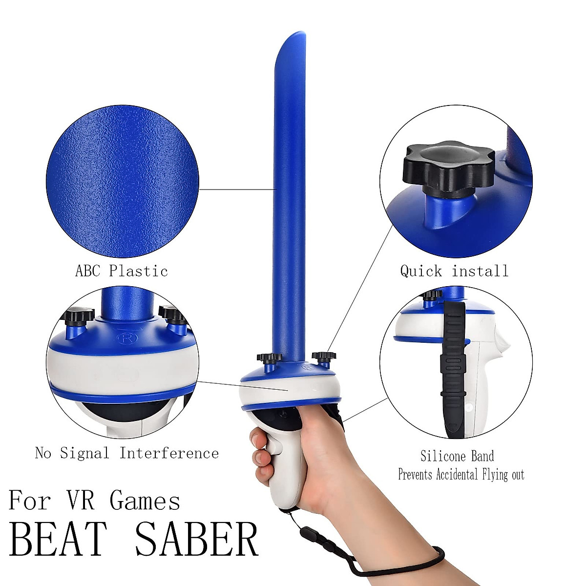 XIAOGE VR Game Accessories for Beat Saber,Golf Club, First Person Tennis Extension Grips Compatible with Oculus Quest 2/Meta Quest 2