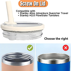 2 Pack 40 oz Tumbler Flip Straw Lid Suitable for Stanley Cup, Splash-Proof, Leak-proof, Spill-Proof Straw Lid Replacement, Reusable Tumbler Lid