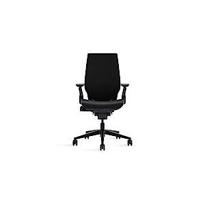Steelcase Gesture Office Chair - Cogent: Connect Licorice Fabric, Medium Seat Height, Wrapped Back, Dark on Dark Frame, Lumbar Support, Hard Floor Casters