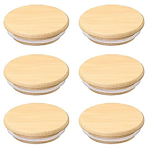 Oui Yogurt Jar Lids - 6 Pack Oui Lids- Natural Bamboo Wood with Silicone Sealing Rings, For 5 Oz Oui Yogurt Jars