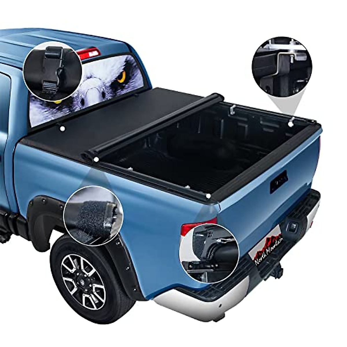 North Mountain Soft Roll Up Truck Tonneau Cover for 2017-2023 Honda Ridgeline Truck Bed, Truck Bed Cover fits 2017-2023 Honda Ridgeline 5ft Pickup Fleetside/Styleside Bed (64")