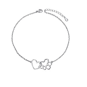 ONEFINITY Paw Print Bracelet Sterling Silver Dog Paw Bracelet Pet Cat Dog Paw Heart Jewelry for Women