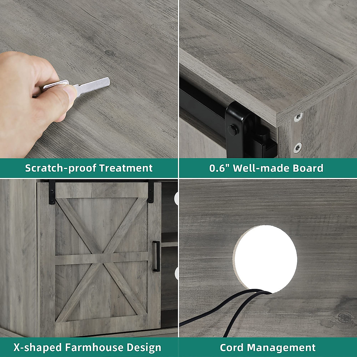 YITAHOME Farmhouse TV Stand for 65/60/55 Inch, Modern Entertainment Center with Sliding Barn Door, Wood TV Media Console Storage TV Cabinet for Living Room for 300lbs, Rustic Grey