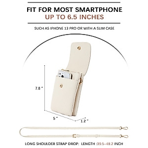 BOSTANTEN Leather Small Crossbody Bags for Women Designer Cell Phone Bag Wallet Purses Adjustable Strap White