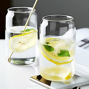 AQUAPHILE 4 Pack Sublimation Glass Blanks, 16 Oz Sublimation Glass Can with Bamboo Lids and Straws, Reusable Wide Mouth Jar Sublimation Tumblers Beer Can for Iced Coffee, Juice, Soda, Drinks