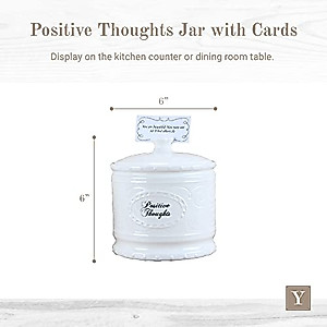 Young's Inc. Ceramic Positive Thoughts Jar with 365 Affirmation Cards - 6" L x 6" W x 6" H - Friendship Gift