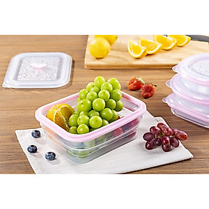 Pristain Platinum 100% Silicone Food-grade Plastic-free Collapsible Container- Microwave-safe, Dishwasher-safe, Environment-friendly (Orchid Pink)