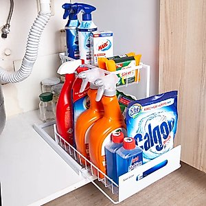 Under Sink Organizers and Storage - Under Sliding Cabinet Basket Organizer Drawer - Makeup Organizer - Kitchen Sink Organizer - Bathroom Organizer - Pull Out Cabinet Organizer (WHİTE)