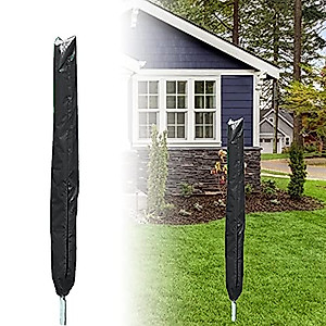 FUFRE Outdoor Umbrella Drying Rack Cover, Waterproof Clothes Drying Rack Cover Rotary Airer Cover with Zipper Drawstring, Clothes Line Protective Cover for Outdoor Garden Courtyard (Black)