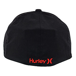 Hurley Men's One & Only Flexfit Hat, Black/Red Large/X-Large