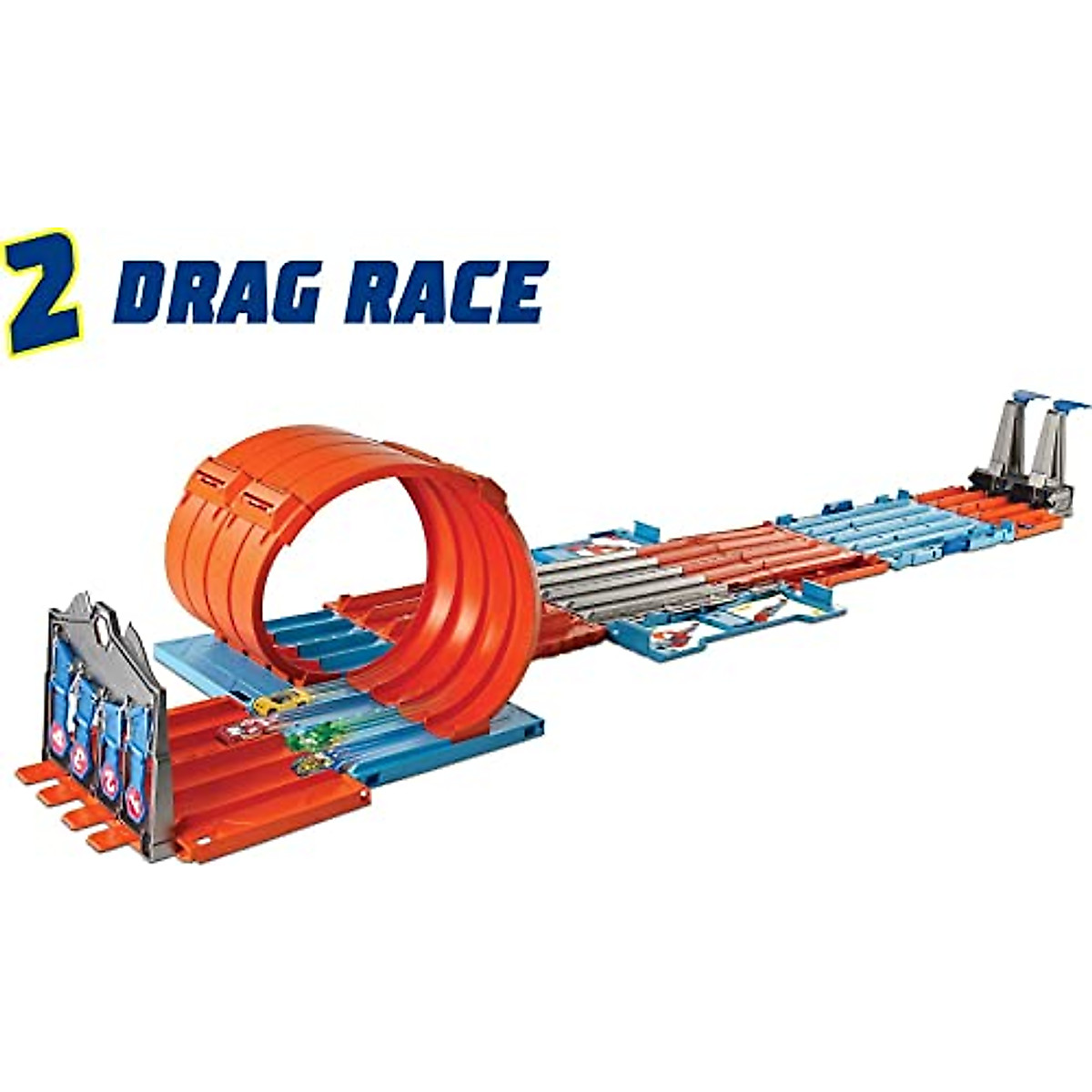 Hot Wheels Toy Car Track Set, Race Crate Transforms Into 3 Builds, Includes Storage & 2 Cars in 1:64 Scale [Amazon Exclusive]