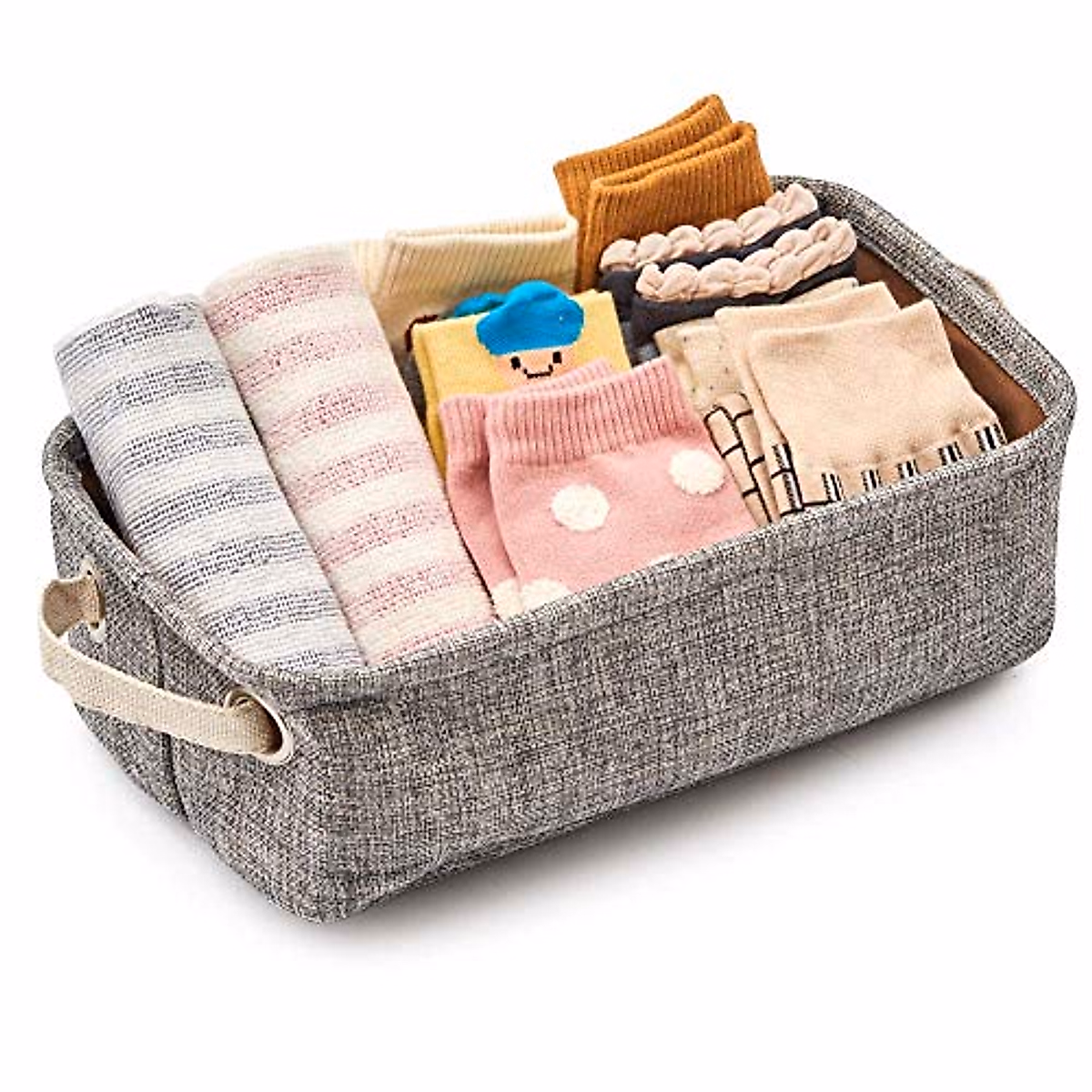 EZOWare 6pc Small Storage Bins Baskets + Set of 3 Large Canvas Fabric Tweed Storage Organizer Cube for Nursery Kids Toddlers Home and Office