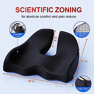 Benazcap X Large Memory Seat Cushion for Office Chair Ergonomic Cushions Pad Pillow for Pressure Relief Sciatica & Pain Relief Memory Foam for Long Sitting for Gaming Chair and Car Seat Black