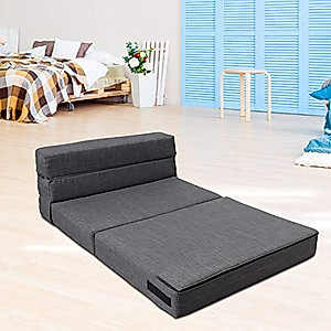 ANONER Fold Sofa Bed Couch Memory Foam with Pillow Futon Sleeper Chair Guest Bed and Fold Out Couch,Washable Cover Twin Size, Dark Gray